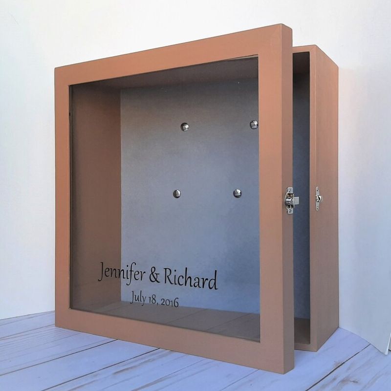SHADOW BOX 12 x 12 x 5 PAINTED WITH VELVET SOFT BACKING AND PINS ...